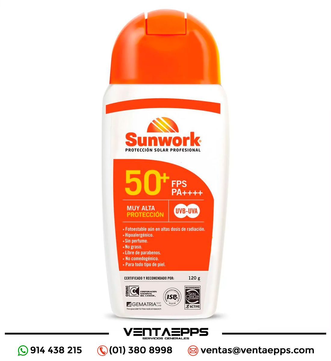 PROTECTOR SOLAR FPS 50+ SUNWORK 120 ML